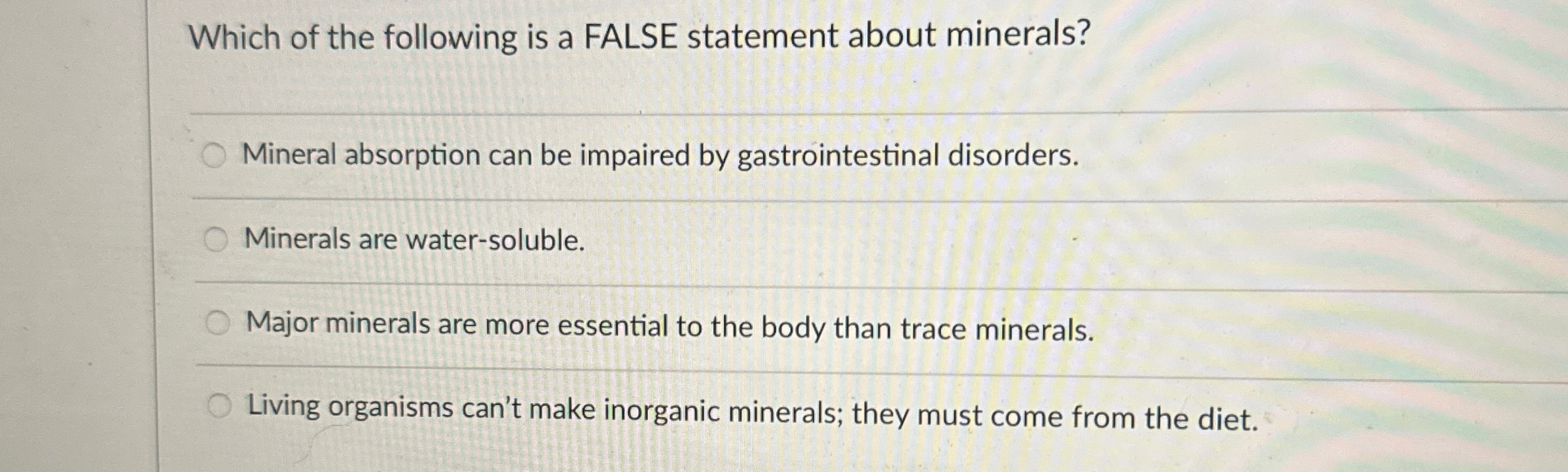 Solved Which of the following is a FALSE statement about | Chegg.com