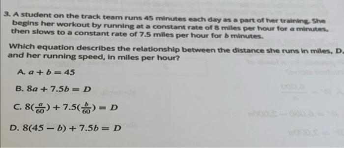 Solved 3. A student on the track team runs 45 minutes each | Chegg.com