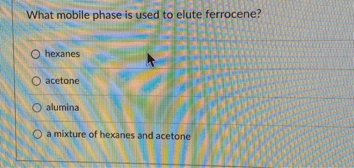 Solved What mobile phase is used to elute ferrocene? hexanes | Chegg.com