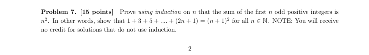 Solved Problem 7. [15 ﻿points] ﻿Prove using induction on n | Chegg.com