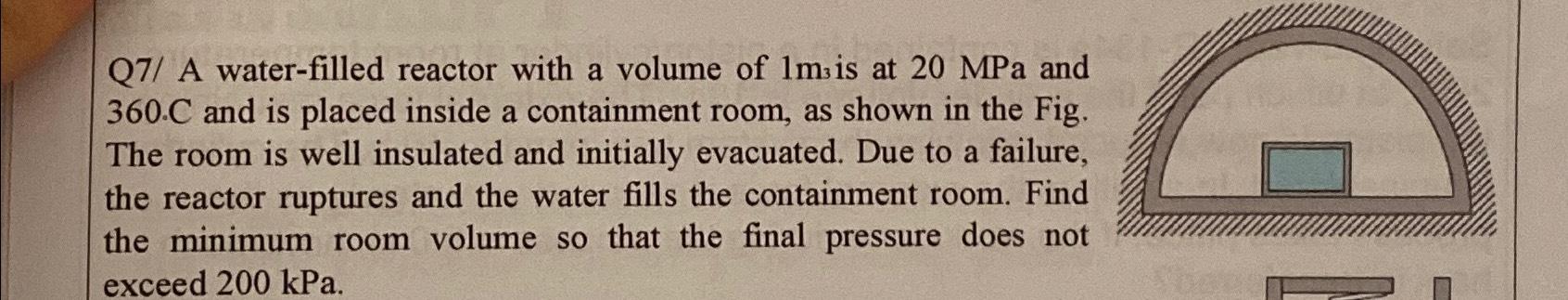 Solved Q7/ ﻿A water-filled reactor with a volume of 1m3 ﻿is | Chegg.com