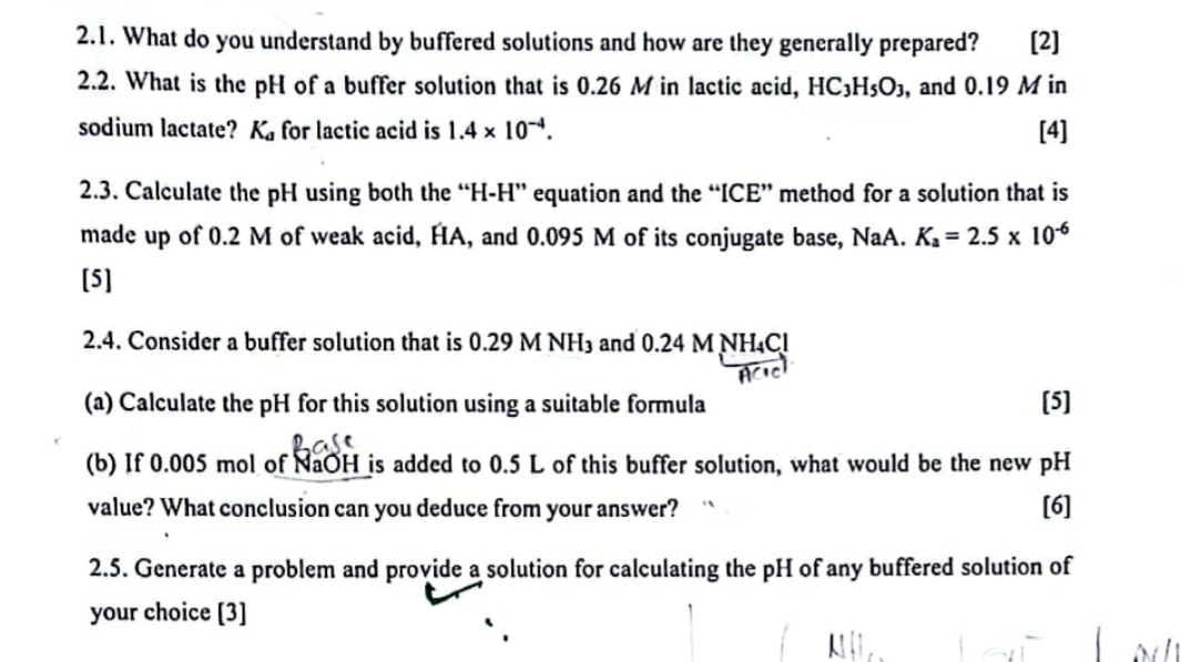 Solved 2.1. ﻿What do you understand by buffered solutions | Chegg.com