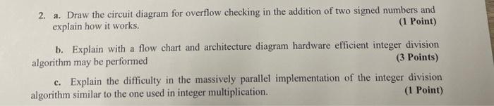 Solved 2. a. Draw the circuit diagram for overflow checking | Chegg.com