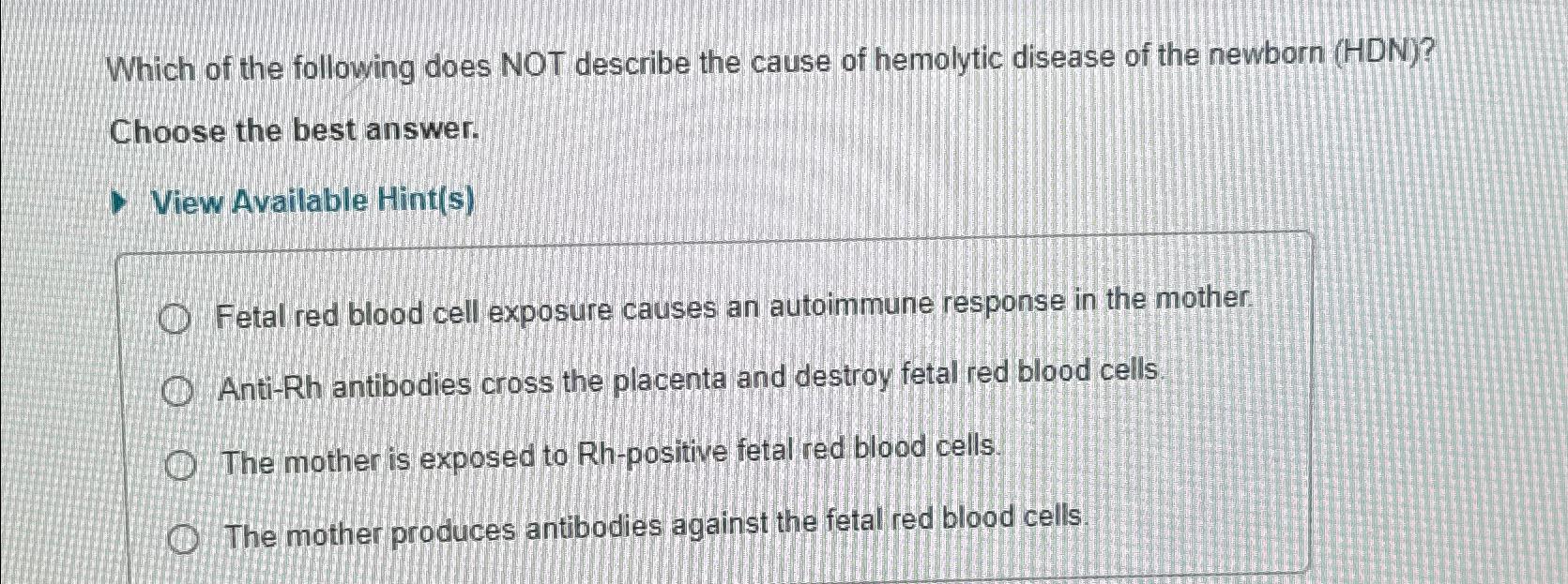 Solved Which of the following does NOT describe the cause of | Chegg.com