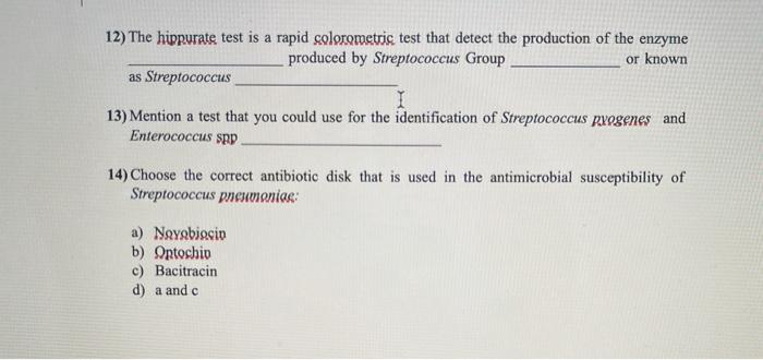 Solved 12) The hippurate test is a rapid colorometric test | Chegg.com
