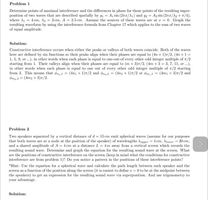 Determine points of maximal interference and the | Chegg.com