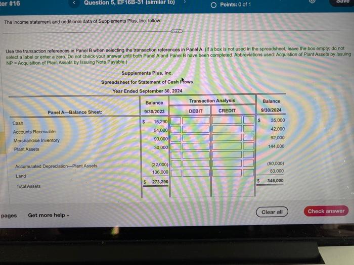 Solved prepare the spreadsheet for the 2024 statement of | Chegg.com