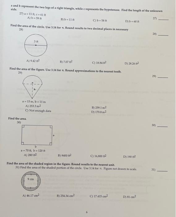 Solved a and b represent the two legs of a right triangle, | Chegg.com
