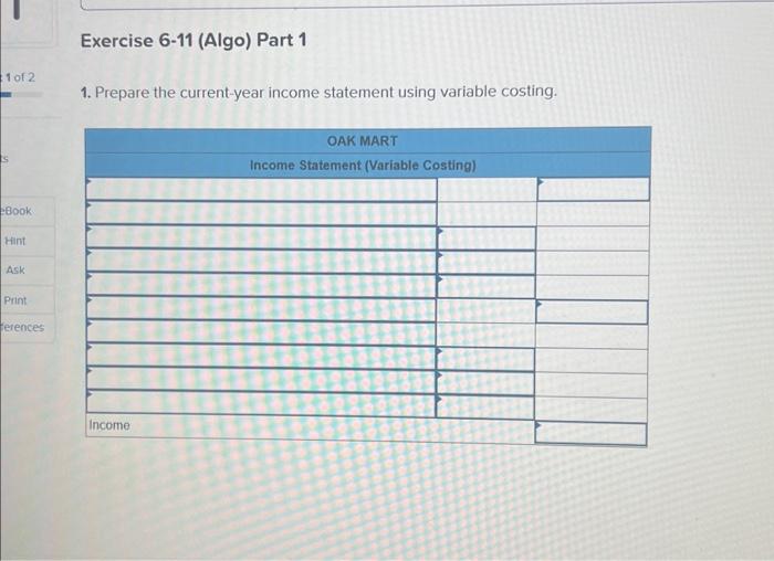 Solved Required information Exercise 6-11 (Algo) Absorption | Chegg.com