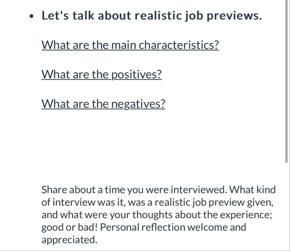 [Solved]: Let's talk about realistic job previews. What