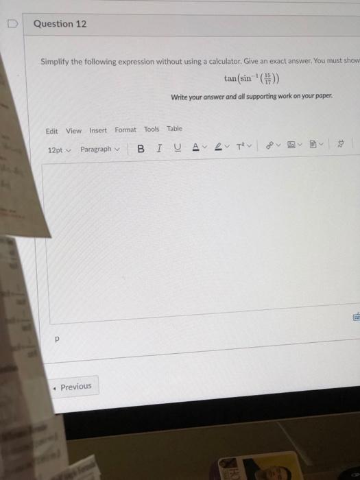 Solved Question 12 Simplify the following expression without | Chegg.com