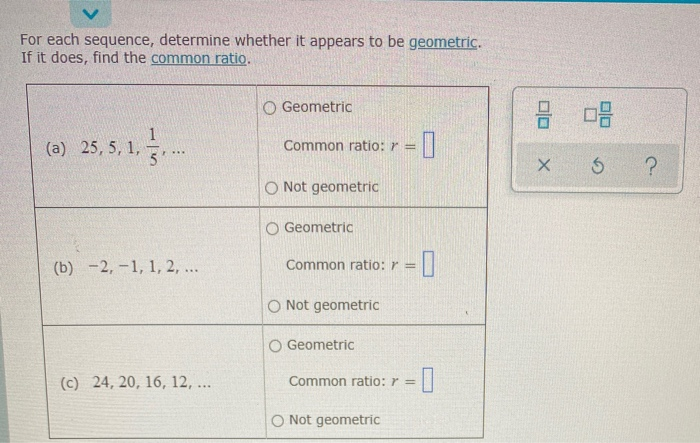 Solved For each sequence, determine whether it appears to be | Chegg.com