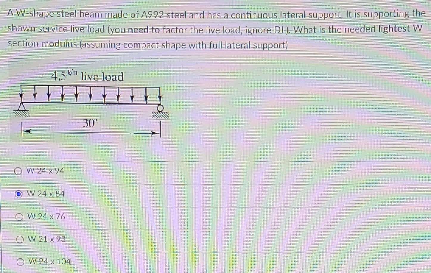 Solved A W-shape steel beam made of A992 steel and has a | Chegg.com