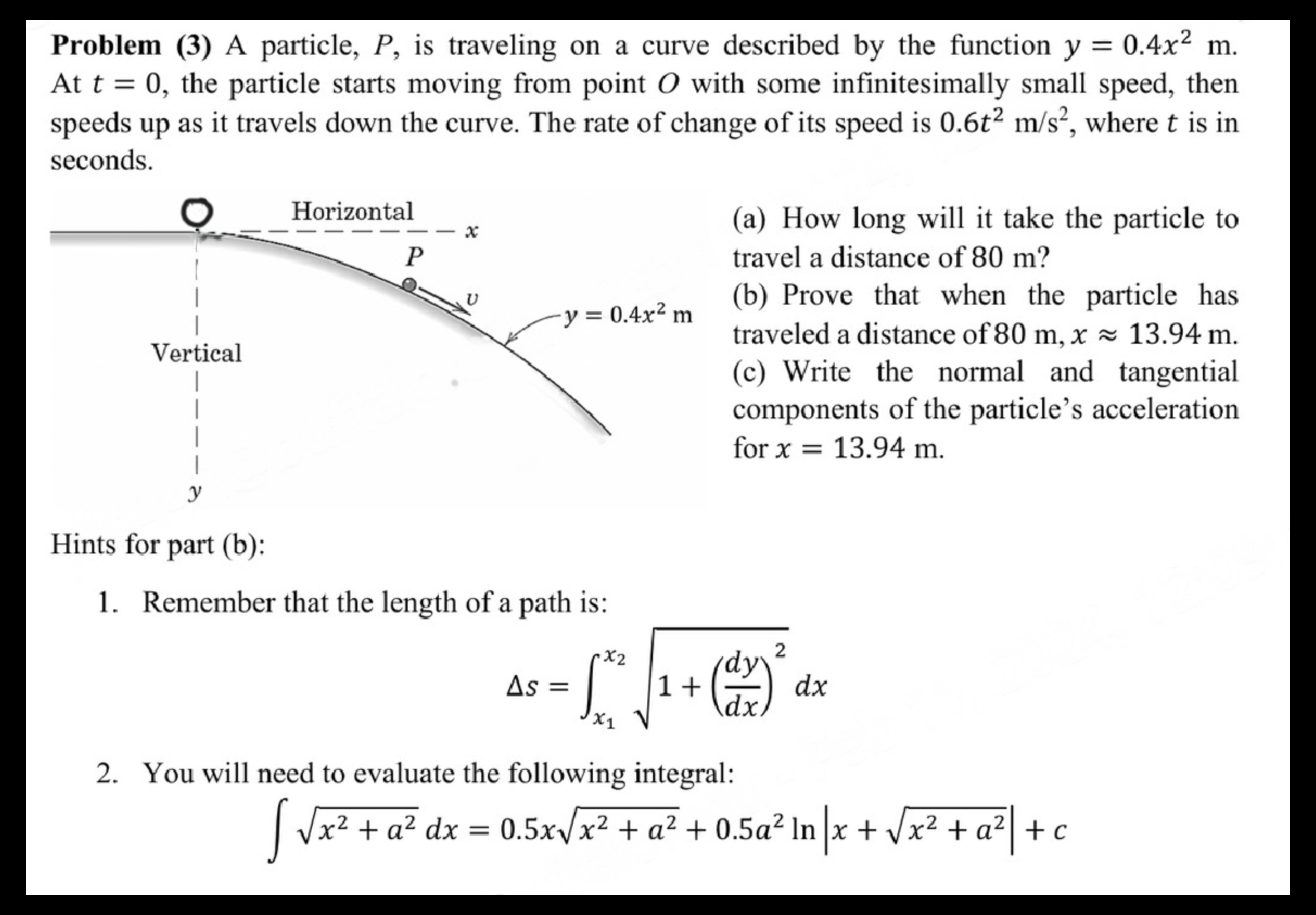 Problem (3) ﻿A particle, P, ﻿is traveling on a curve | Chegg.com
