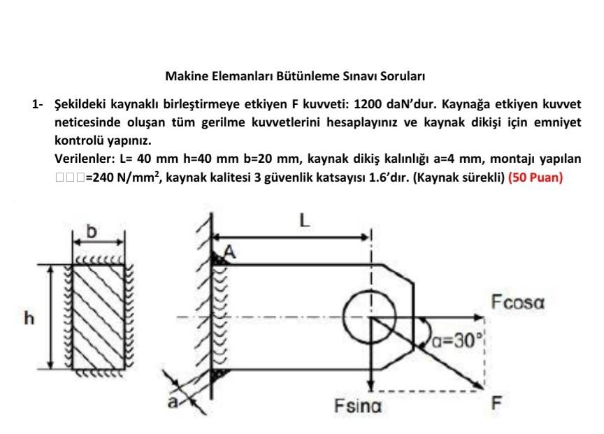Machine Element : 1- The force F acting on the welded | Chegg.com