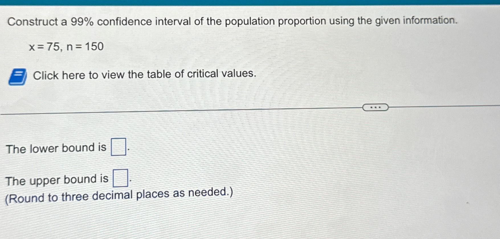 Solved Construct a 99% ﻿confidence interval of the | Chegg.com