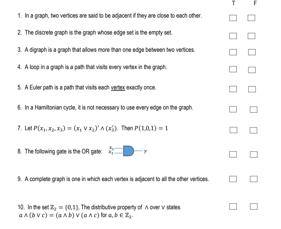 Solved In a graph, two vertices are said to be adjacent if | Chegg.com