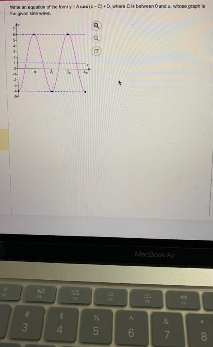 Solved Write an equation of the form y=Acos(x−C)+D, where C | Chegg.com