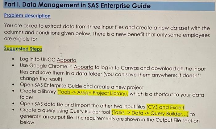 Instructions Part 1 In Sas Enterprise Guide