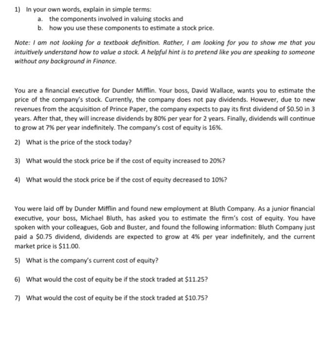 Solved 1) In your own words, explain in simple terms: a. the | Chegg.com