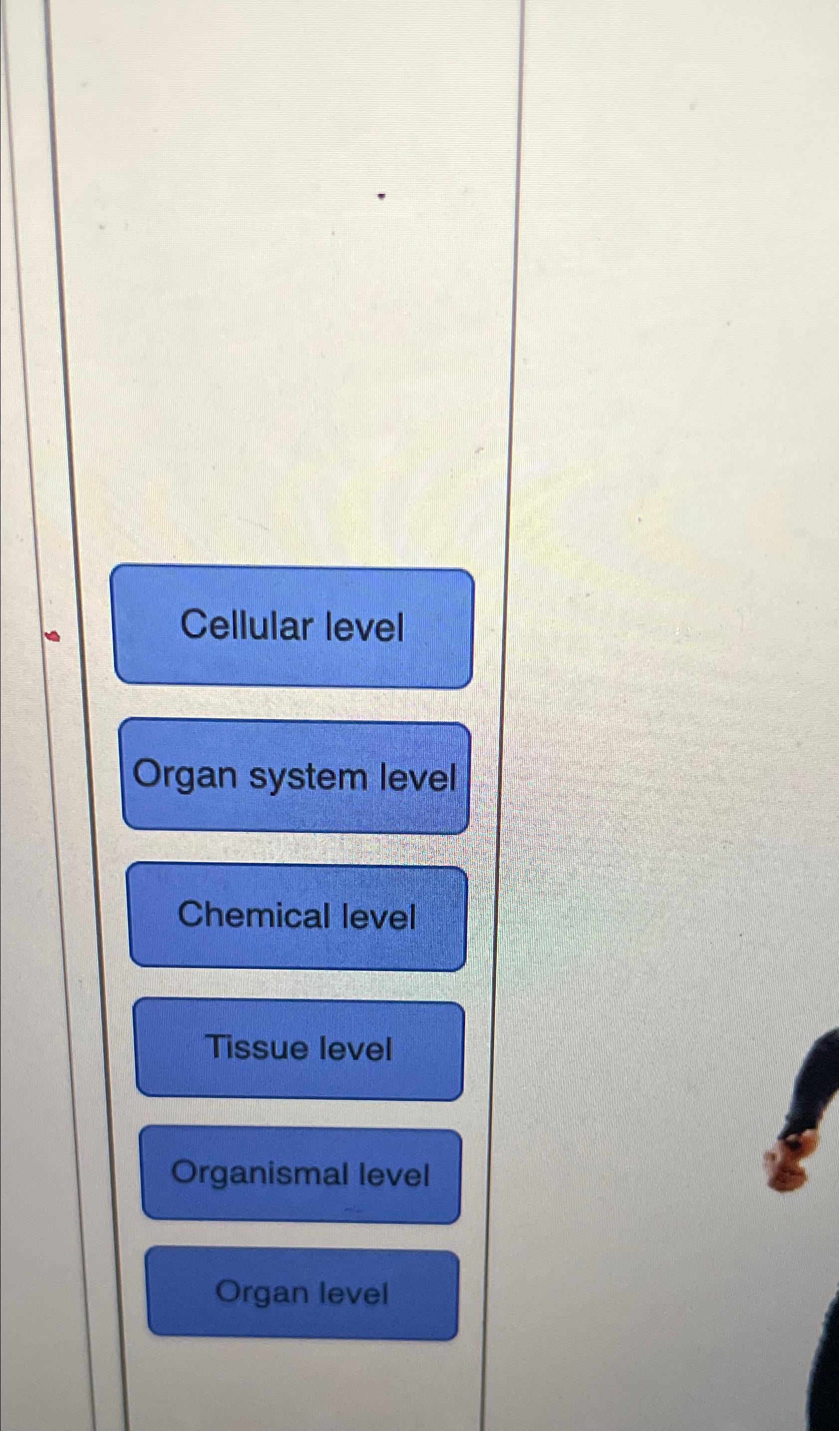 Solved Cellular levelTissue level | Chegg.com