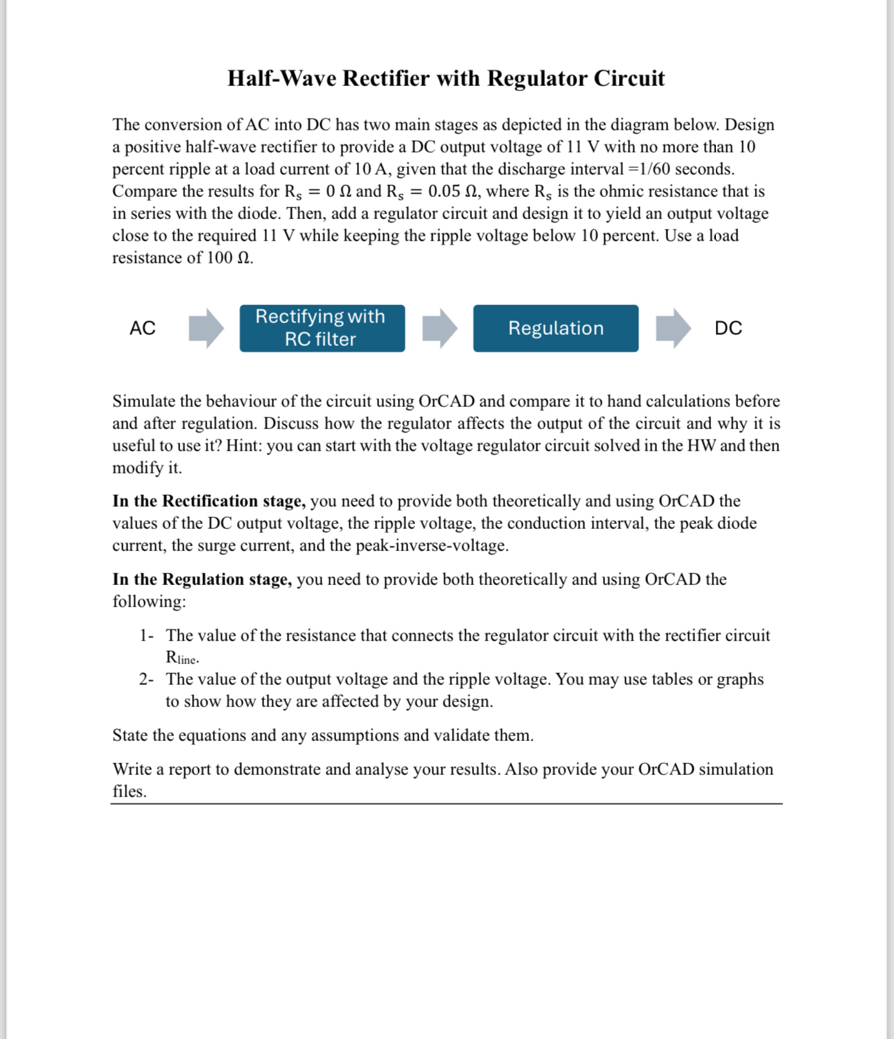 Solved Half-Wave Rectifier with Regulator CircuitThe | Chegg.com