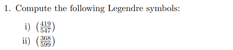 Solved Compute the following Legendre | Chegg.com
