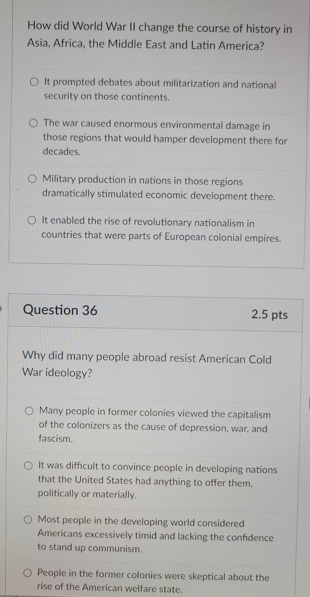 Solved How did World War II change the course of history in | Chegg.com