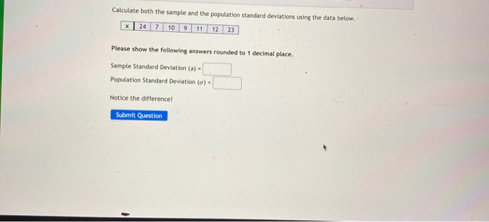 Solved Calculate both the sample and the population standard | Chegg.com