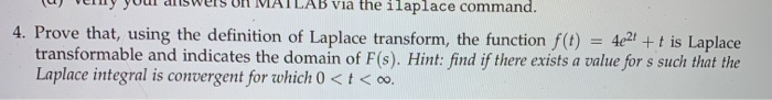 Solved lu, runny your answers OLIVATLAB via the ilaplace | Chegg.com