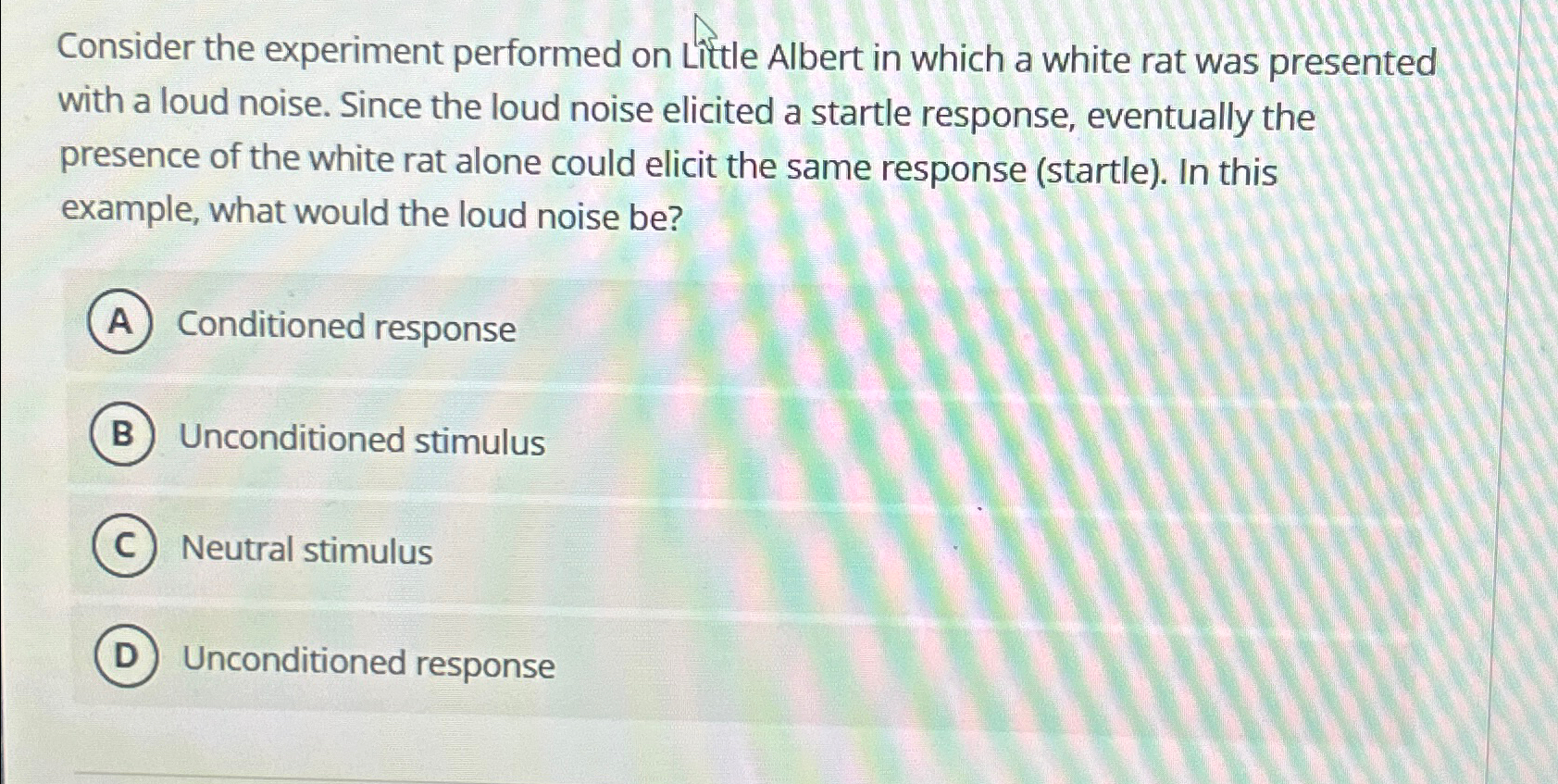 Solved Consider the experiment performed on Little Albert in | Chegg.com