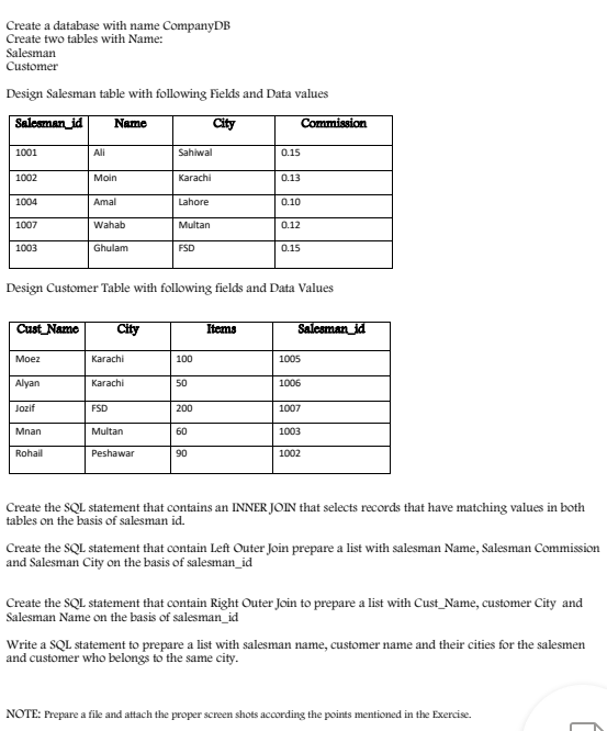 Solved Create a database with name CompanyDB Create two | Chegg.com