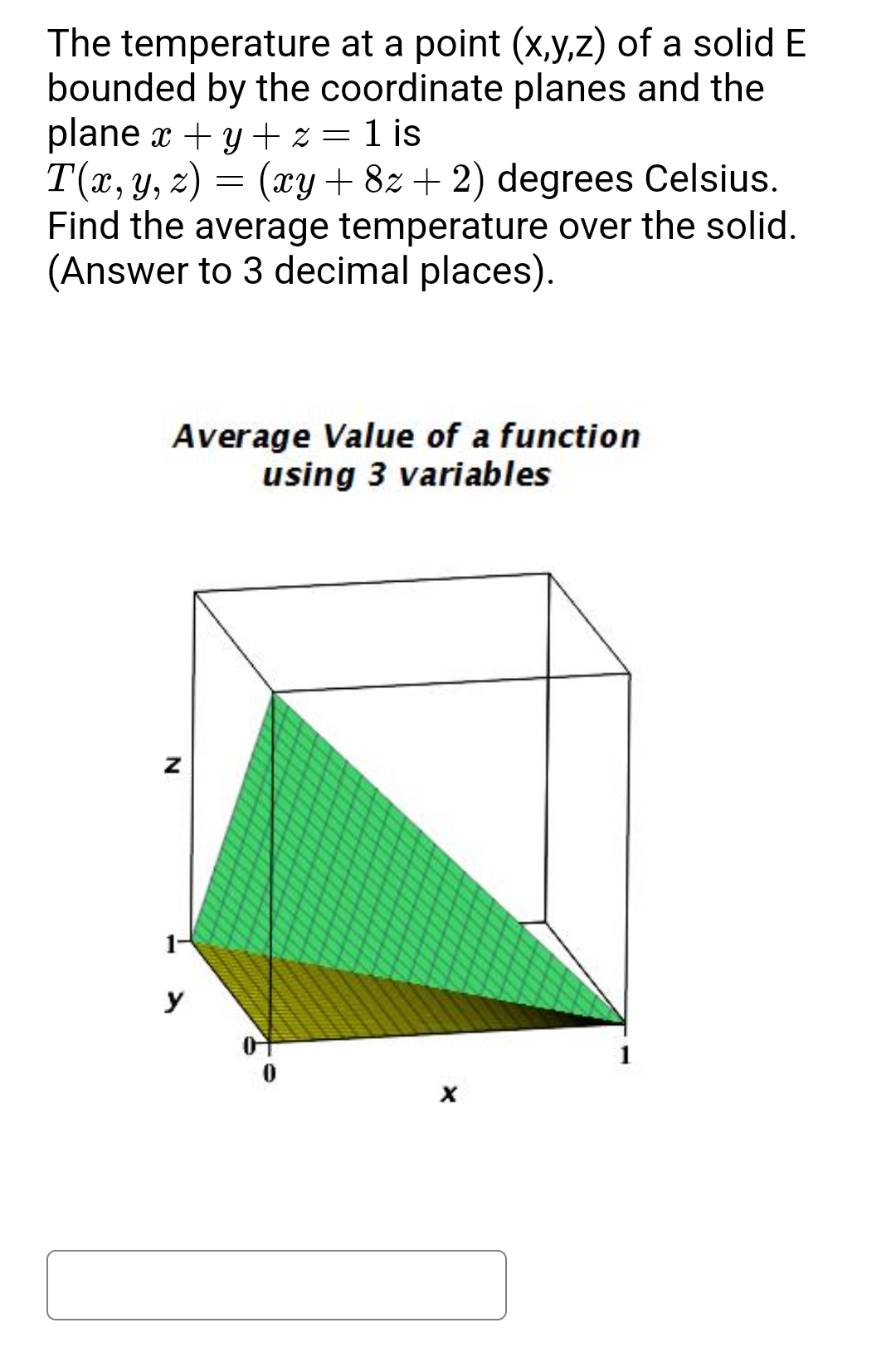 Solved The temperature at a point (x,y,z) ﻿of a solid E | Chegg.com