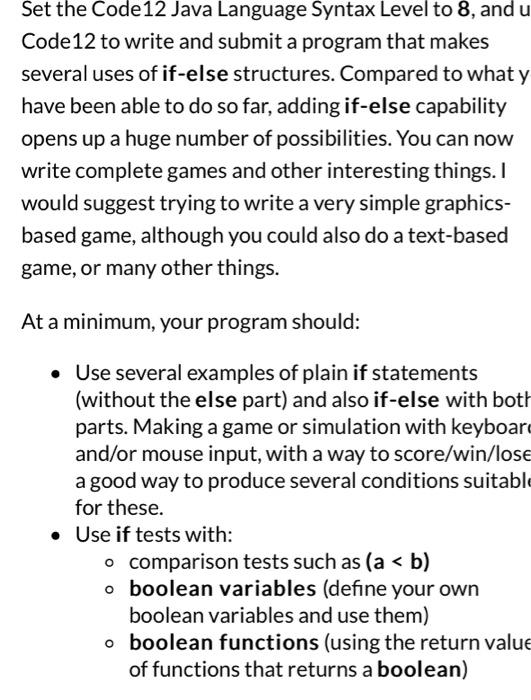 Solved Set The Code12 Java Language Syntax Level To 8 And 9098