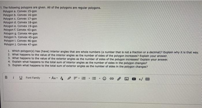 Solved 1. The following polygons are given. All of the | Chegg.com