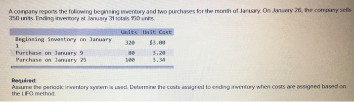 Solved A company reports the following beginning inventory | Chegg.com