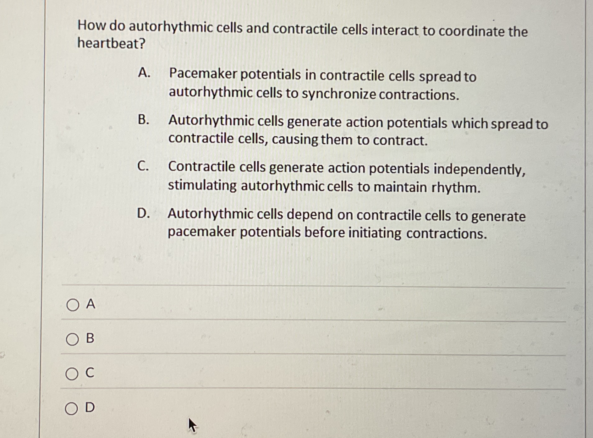 Solved How do autorhythmic cells and contractile cells | Chegg.com
