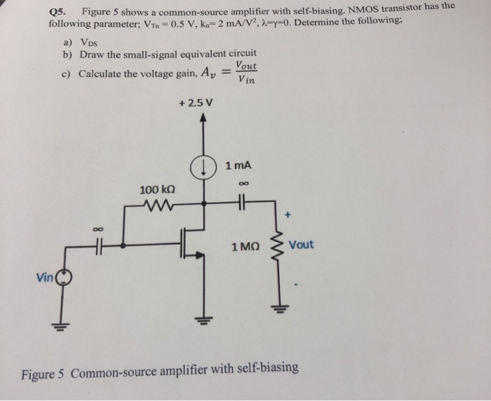 Solved Q5. Figure 5 shows a common-source amplifier with | Chegg.com