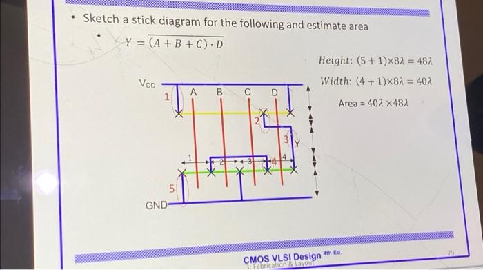 Solved Sketch a stick diagram for the following and estimate | Chegg.com