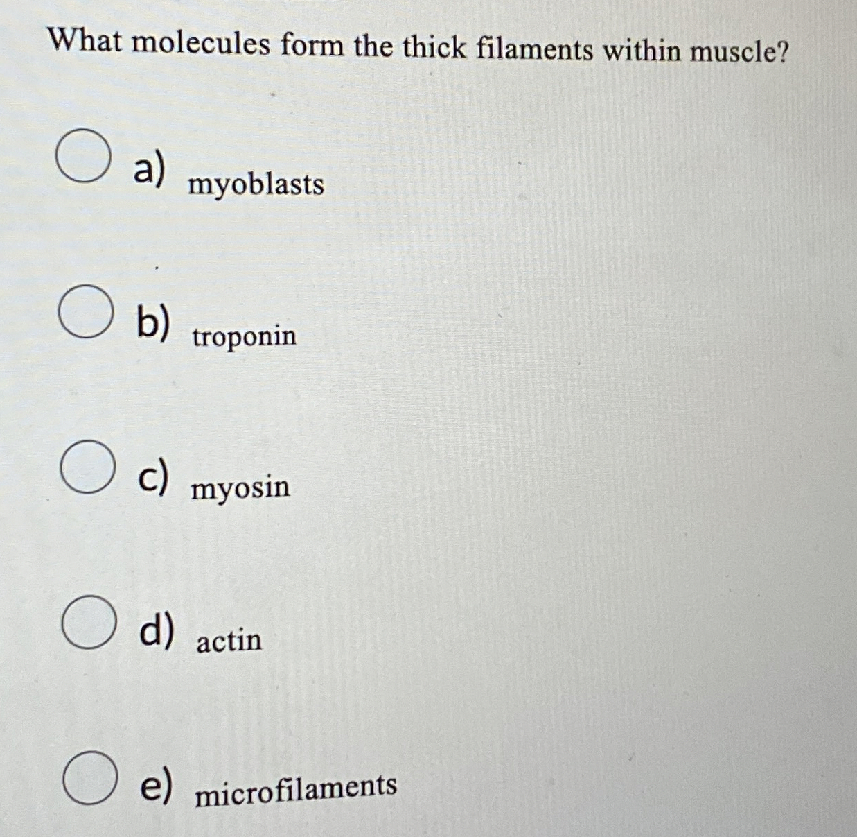 Solved What molecules form the thick filaments within | Chegg.com