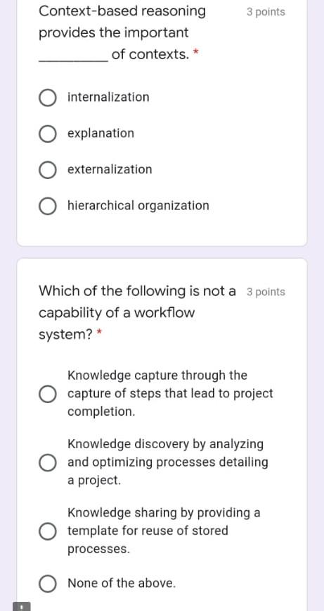 Solved 3 points Context-based reasoning provides the | Chegg.com