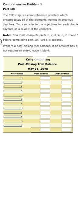 Comprehensive Problem 1 Part 9: The following is a | Chegg.com