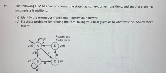 Solved The following FSM has two problems: one state has | Chegg.com
