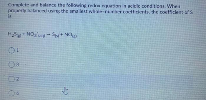 Solved Complete and balance the following redox equation in | Chegg.com