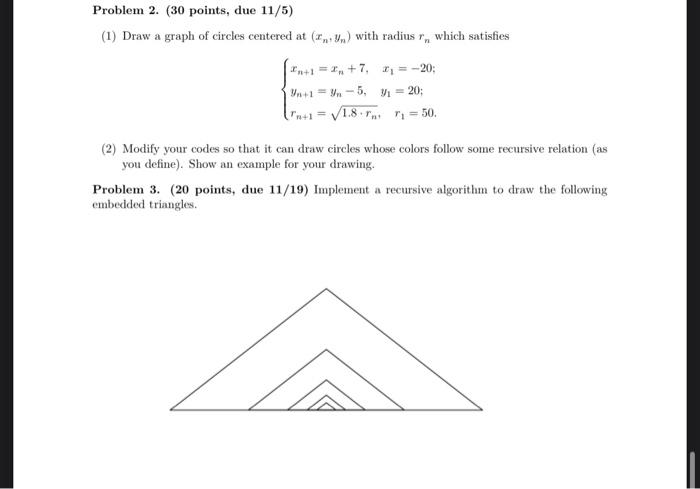 Solved (1) Draw a graph of circles centered at (xn,yn) with | Chegg.com