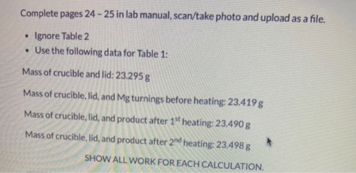 Solved Complete pages 24 - 25 in lab manual, scan/take photo | Chegg.com