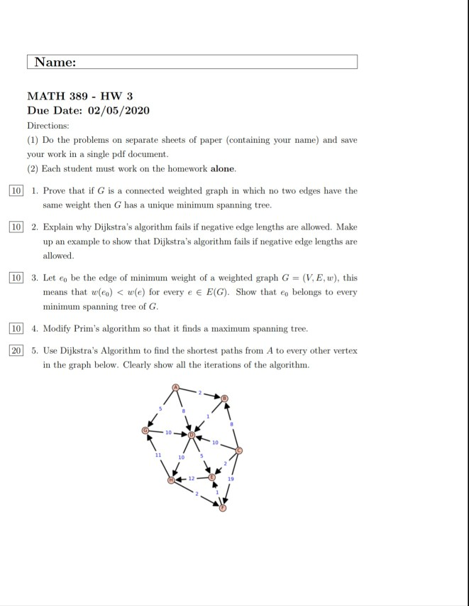Solved Name: MATH 389 - HW 3 Due Date: 02/05/2020 | Chegg.com