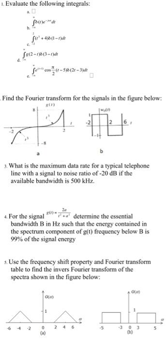 1. Evaluate the following integrals: Find the Fourier | Chegg.com