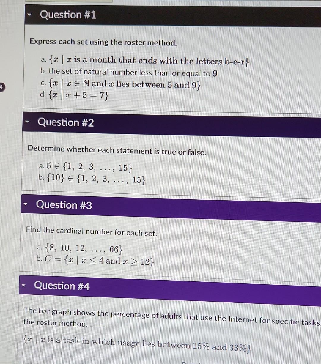 Solved Express each set using the roster method. a. {x∣x is | Chegg.com