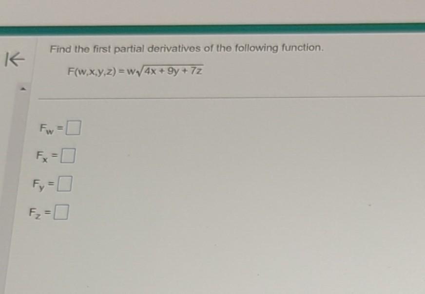 Solved Find the first partial derivatives of the following | Chegg.com